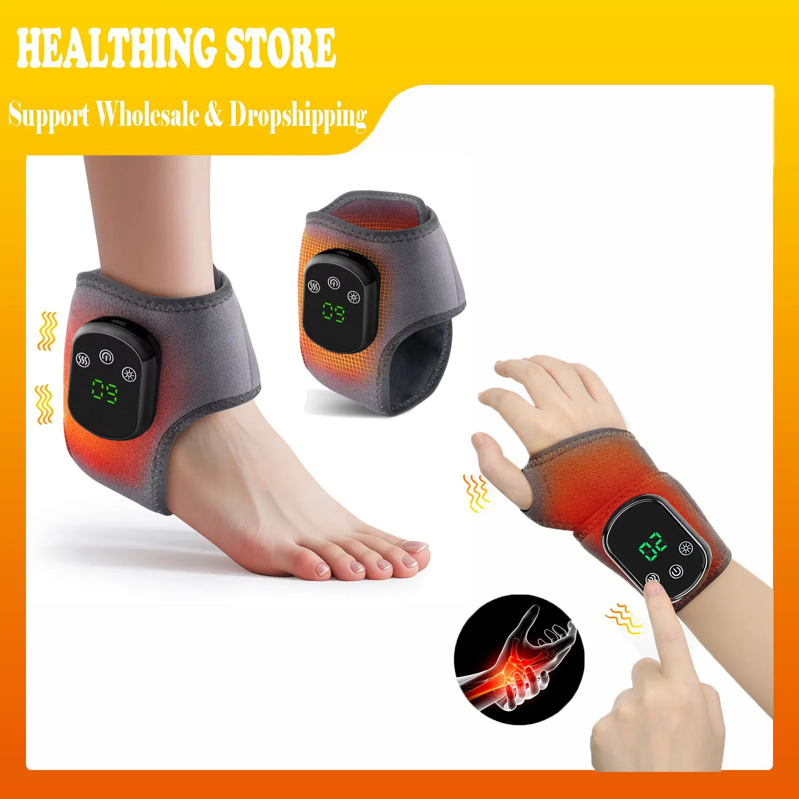 Electric Ankle Brace with Adjustable Hot Compress Vibration Massage ...