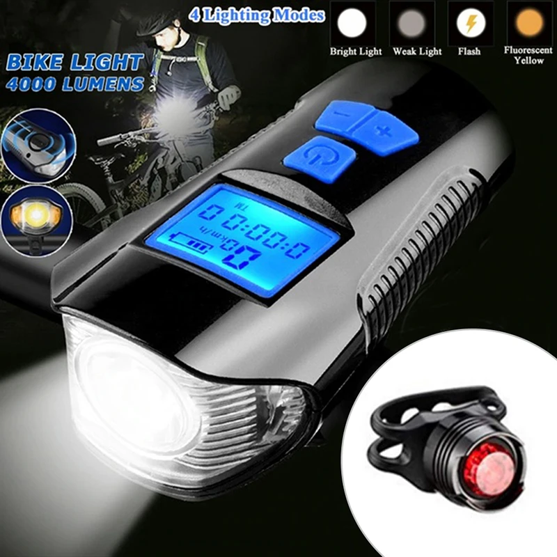 USB-Bicycle-Light-Lamp-Flashlight-Bike-Speedometer-Led-FrontCycling ...