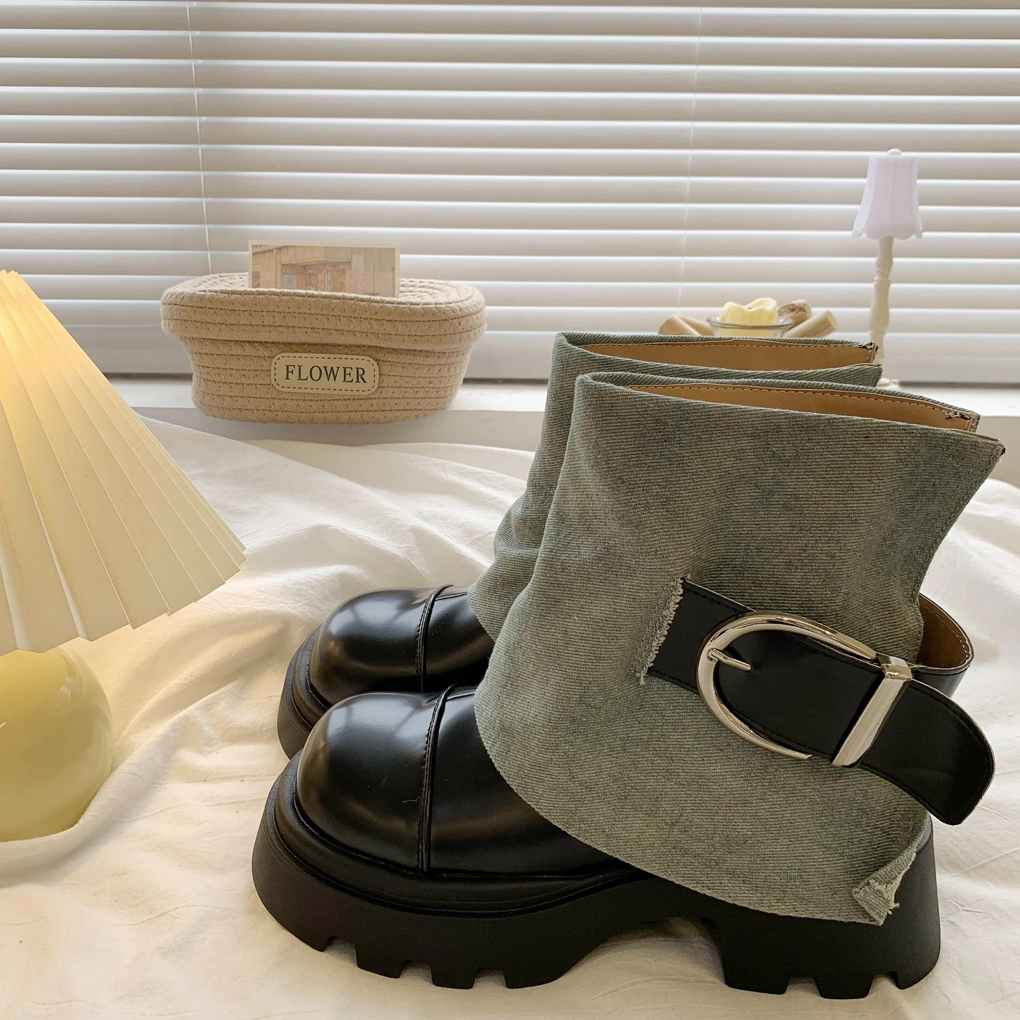 Women-s-Cowboy-Boots-Shoes-Boots-Women-Winter-Footwear-Round-Toe-Denim ...