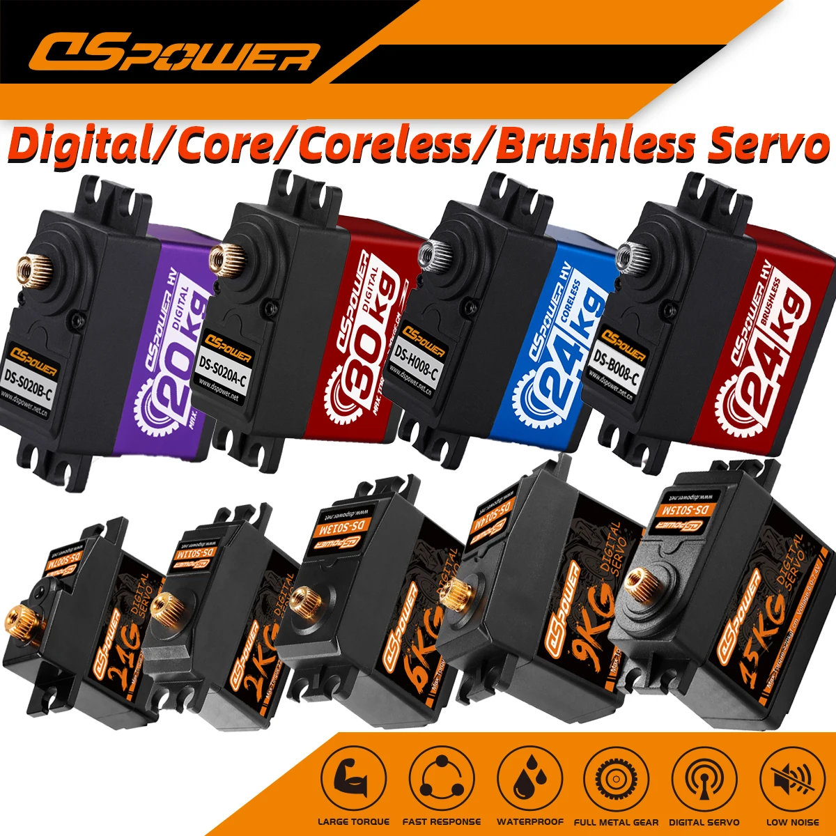 Dspower Brushless Servos Motor Metal Gear Digital Servo 17g 20kg 30kg ...