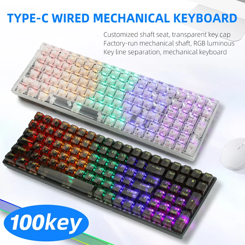 Hot-Swapping-Mechanical-Keyboard-Wired-RGB-Effect-Transparent-Gaming ...