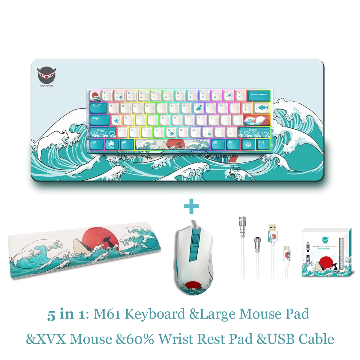 XVX-M61-Wireless-Mechanical-Keyboard-61-Keys-2-4G-Rechargeable-RGB ...