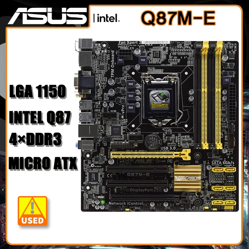 LGA 1150 마더보드 Asus Q87M E 마더보드, 인텔 Q87 DDR3 HDMI DVI USB3.0 마이크로 ATX ...
