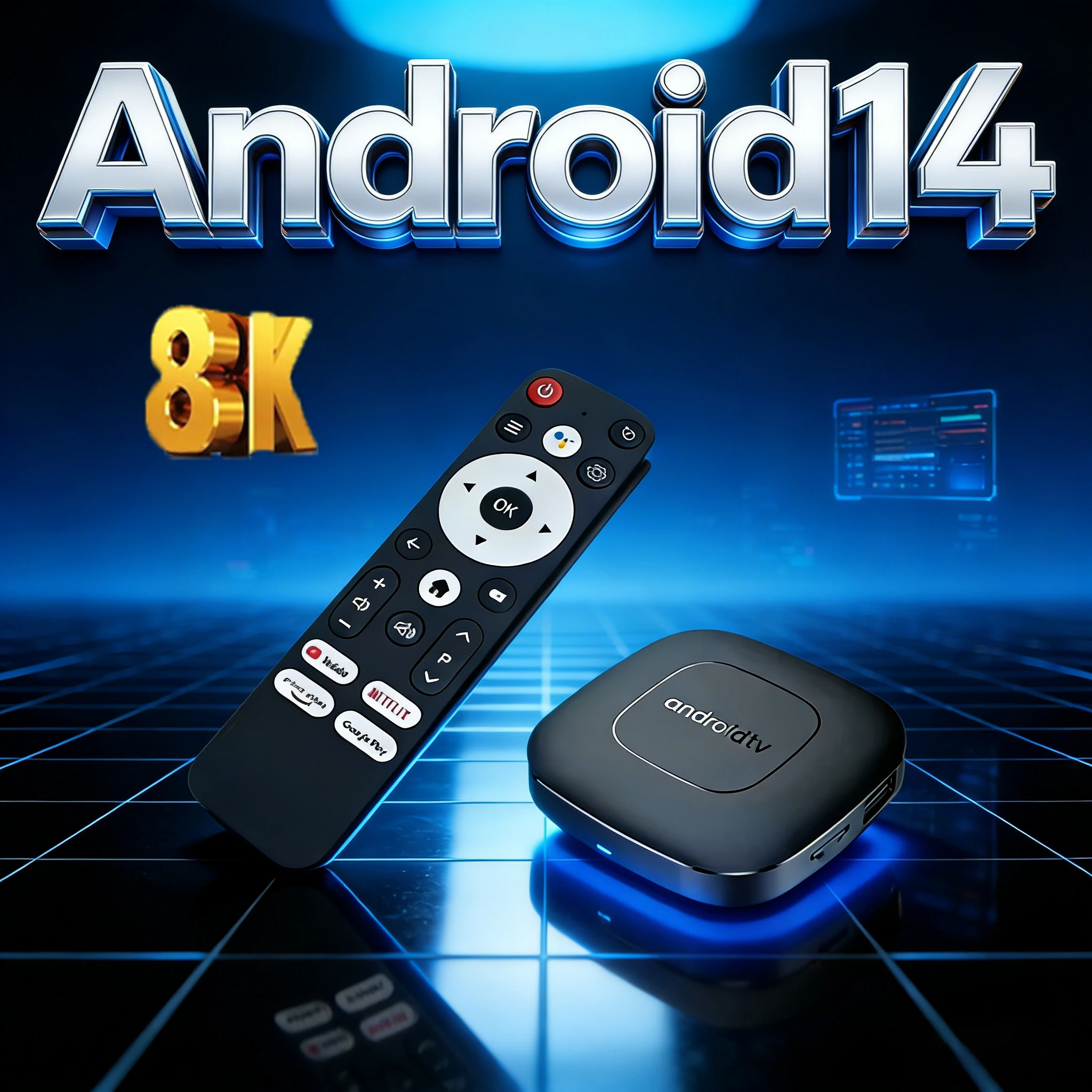 Android 14 Smart TV Box T1 8K TV Box Quad Core Allwinner H313 8G+128GB ...