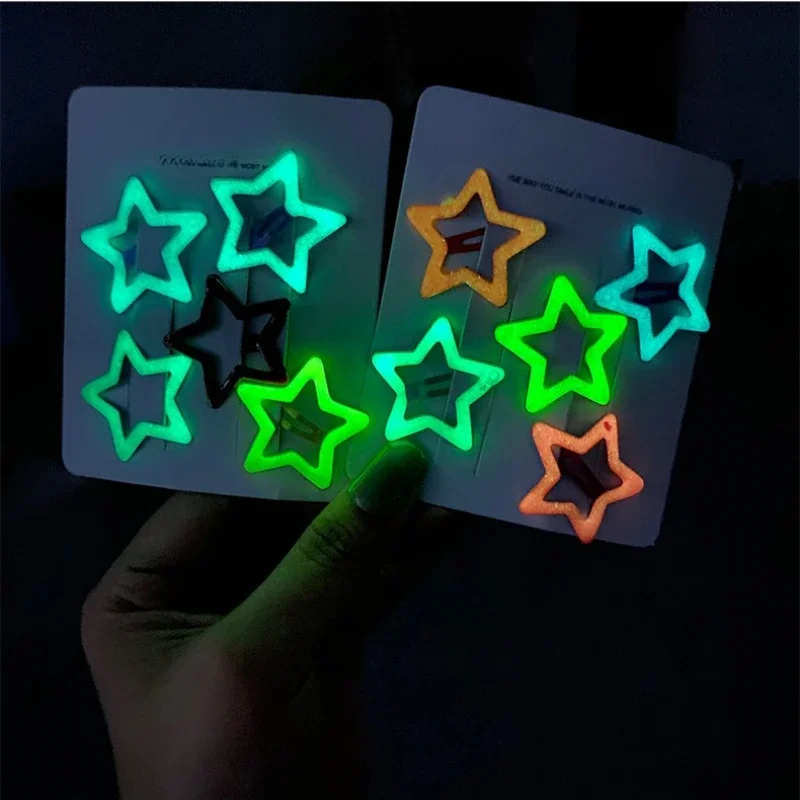 10pcs-Colorful-Glow-in-The-Dark-Star-Heart-Hairpin-BB-Snap-Clips ...