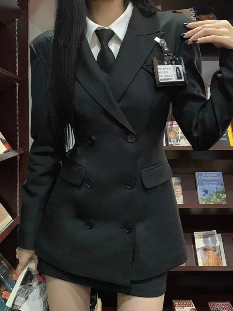 Traje de Blazer Uniforme Escolar Coreano JK para Mujer, Abrigo Negro ...