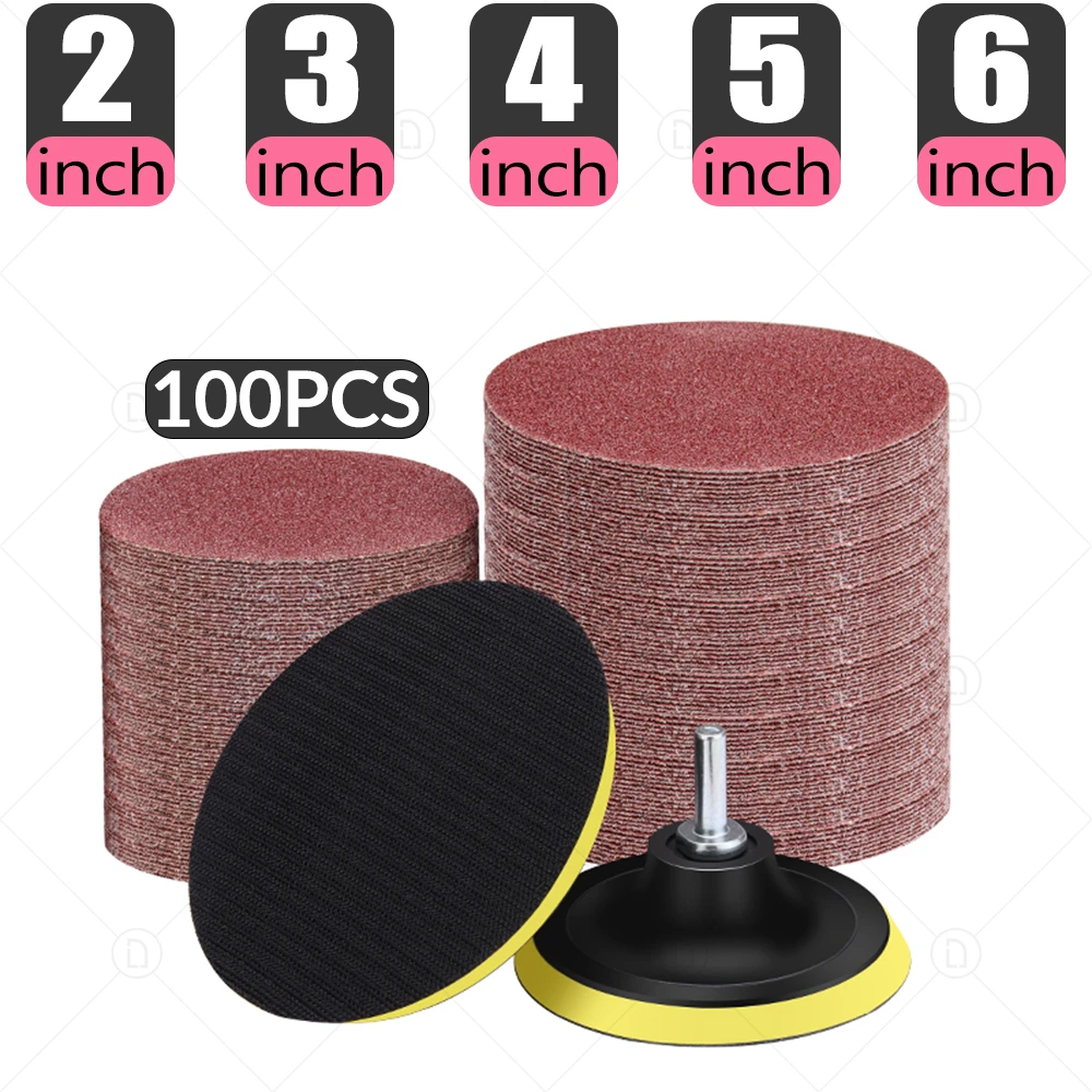 2/3/4/5/6 Inch 100pcs Round Sandpaper Sand Sheets Grit 60-5000 Sanding ...