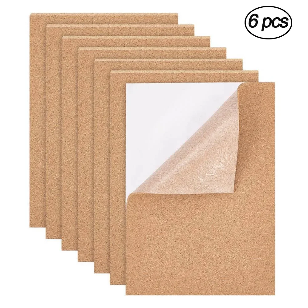 6Pcs-Self-adhesive-Cork-Board-3mm-Thickness-Natural-Wooden-Sheets-for ...
