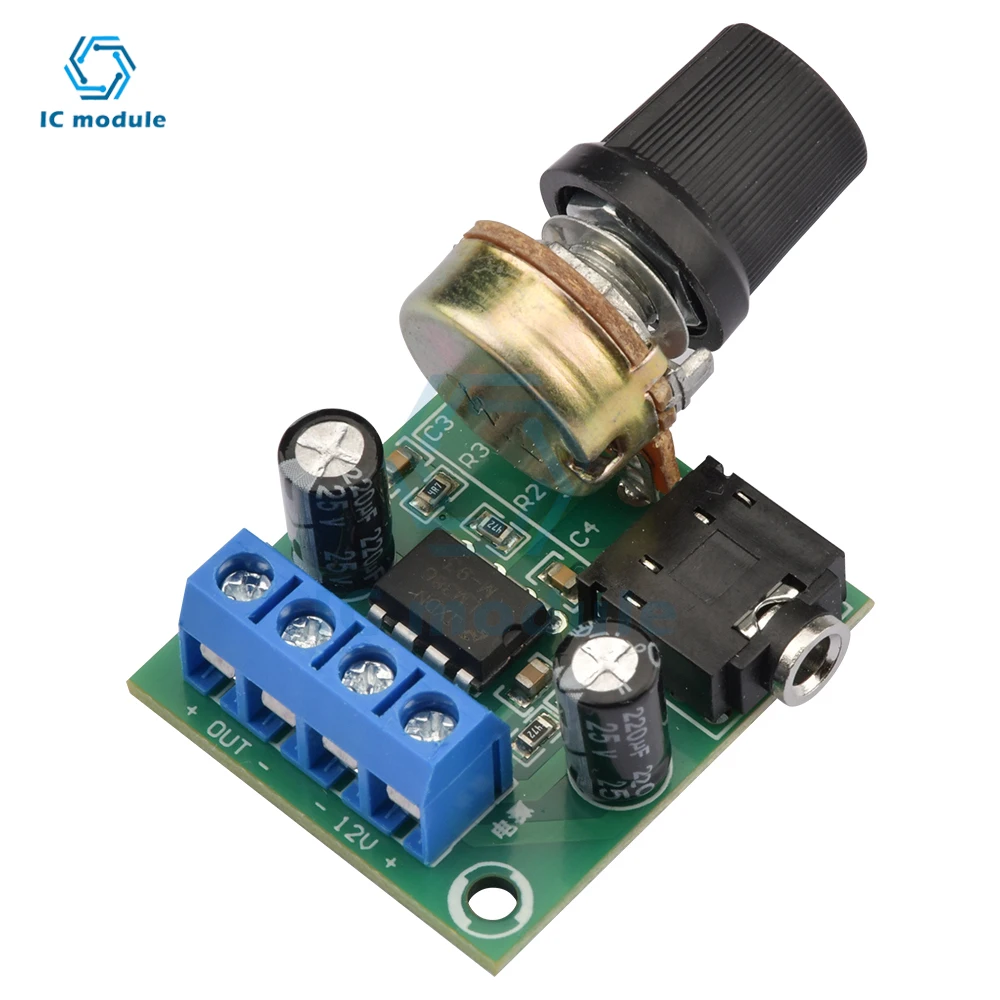 Placa-amplificadora-de-Audio-LM386-10W-Mono-3-5mm-DC-3-12V-Control-de ...