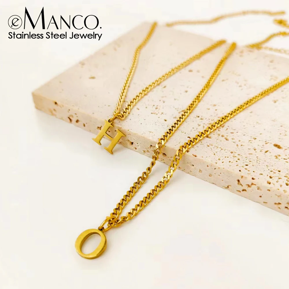 eManco-Stainless-Steel-Initial-Necklace-DIY-A-Z-Letter-Pendant-Simple ...