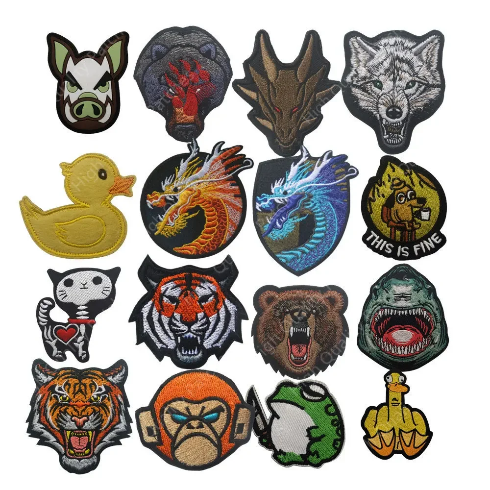 Animal-Tiger-Bear-Duck-Wolf-Bee-Rabbit-Dragon-Embroidered-Patches ...