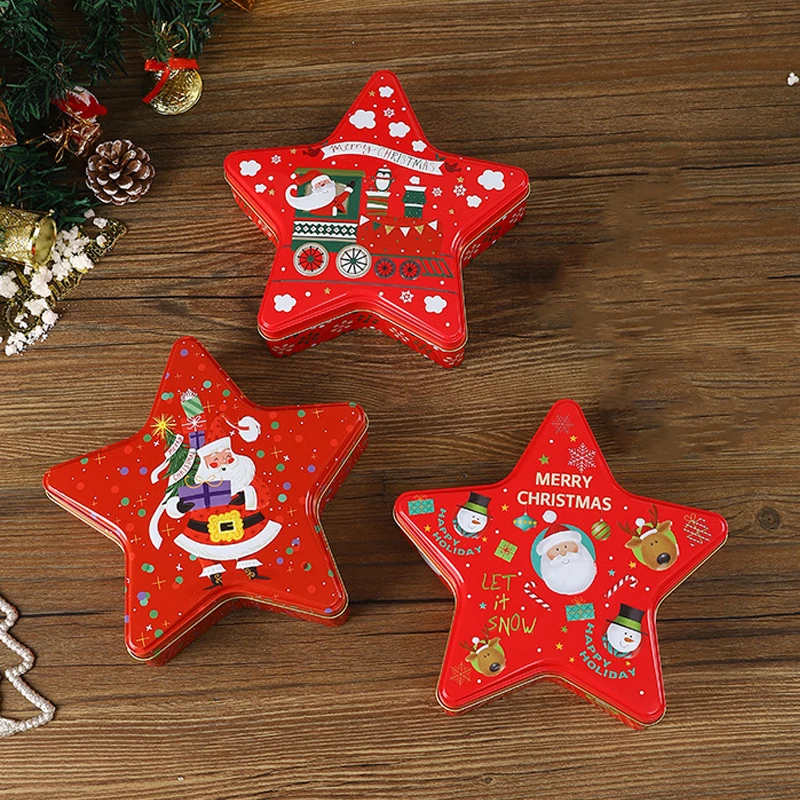 Christmas-Tinplate-Five-Pointed-Star-Tin-Can-Metal-Candle-Box-with-Lid ...