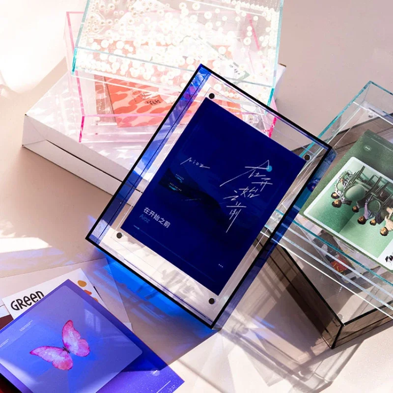 Transparent-Colorful-Acrylic-Photo-Frame-Floating-Poster-Mounting ...