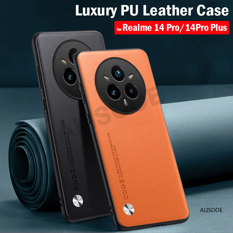 Leather Funda for Realme 14 Pro Plus / 15 Pro Case Luxury Plain Leather ...