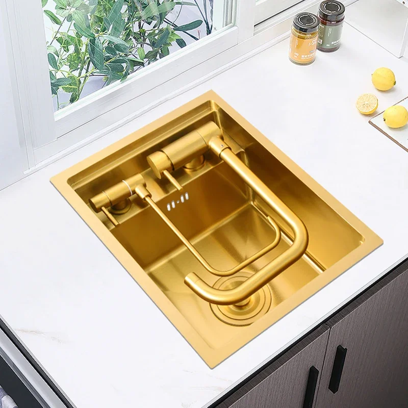 304-Stainless-Steel-Gold-Nano-Handmade-kitchen-Bar-Counter-Sink-Cover ...