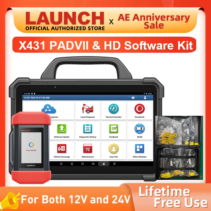 X 431 LAUNCH PAD 7 & Heavy Duty Software Kit 12V Car 24V Truck Diagnostic Tool Automotive ...