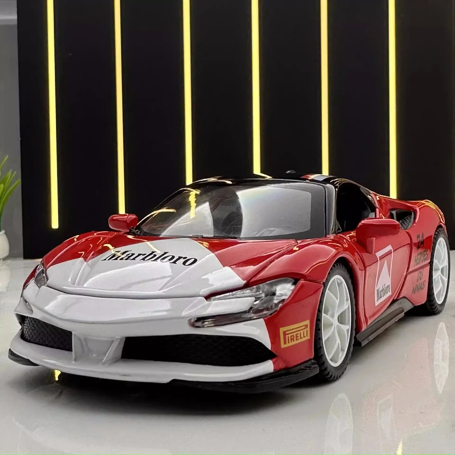 1-32-Ferrari-SF90-sports-car-Diecast-Metal-Alloy-Model-Car-Sound-Light ...