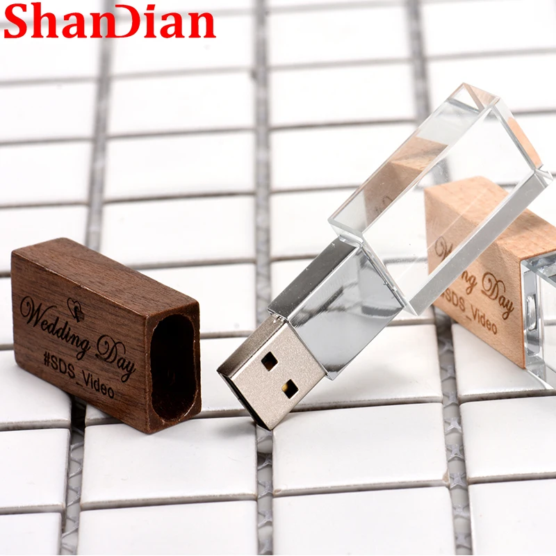 Wooden-Crystal-USB-2-0-Flash-Drive-128GB-Custom-LOGO-64GB-Pen-Drives ...