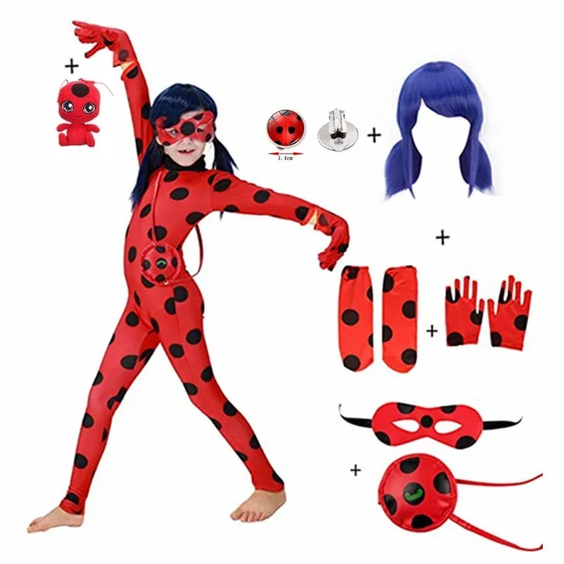 Christmas-Child-Bug-Costume-for-Girls-Red-Dress-Up-Jumpsuit-Mask-Bag ...