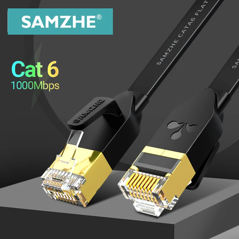 Samzhe Cat6 Flat Ethernet Cable 1000mbps 250mhz Cat 6 Rj45 Networking ...