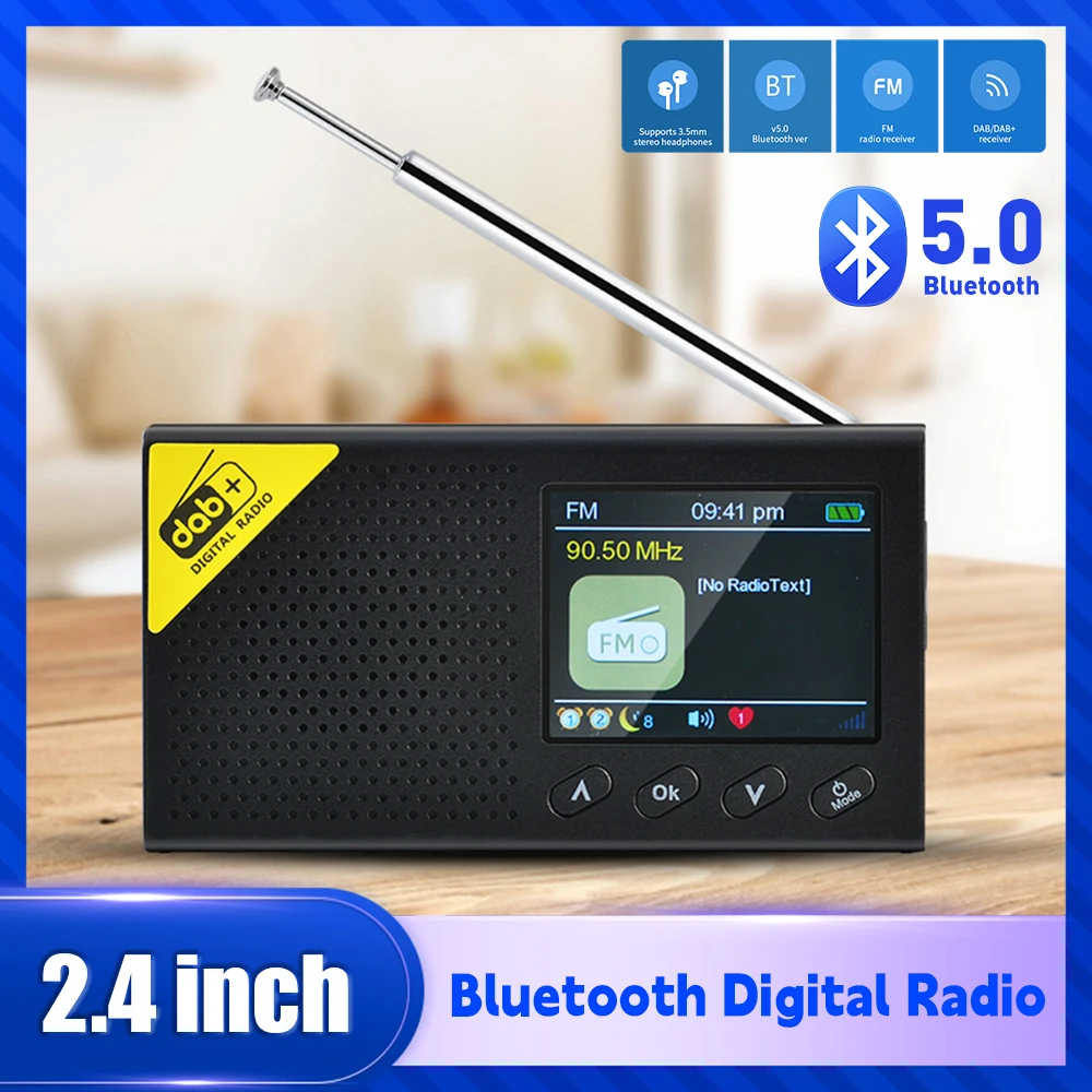 Portable-Digital-Radio-Bluetooth-compatible-5-0-DAB-FM-Receiver ...