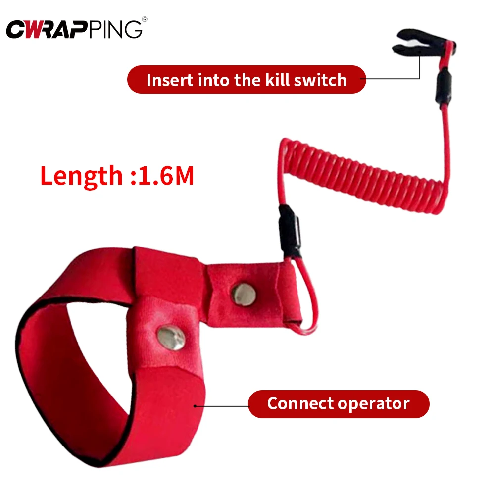 Motorboat Engine Emergency Stop Band Cord Rope Stop Kill Key Floating ...