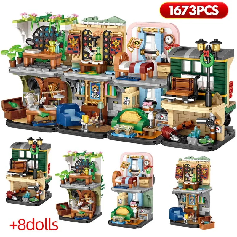 1673Pcs-4-in-1-Mini-City-Magic-School-Building-Block-Magical-Street ...