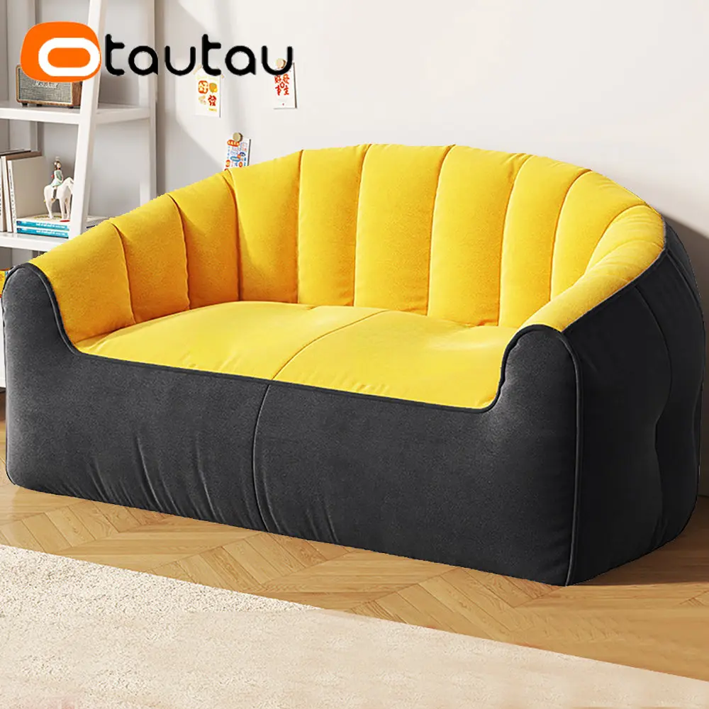 OTAUTAU Thick Cotton Single/2-seat Sectional Sofa Pouf Cover No Filler ...