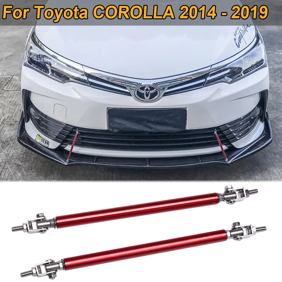 Aluminum Bumper Support Bars Red Adjustable Front Bumper Lip Splitter ...