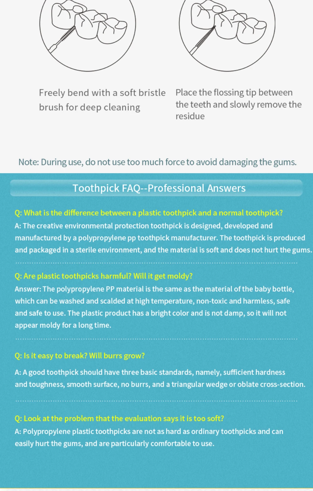 La couleur verte Cure-dents en plastique Double tête, 1100 pièces ...