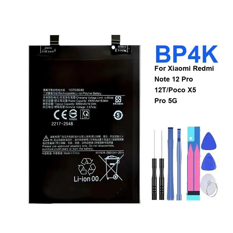 5000mAh BP4K Replacement Battery for Xiaomi Redmi Note 12 Pro 12T/Poco ...