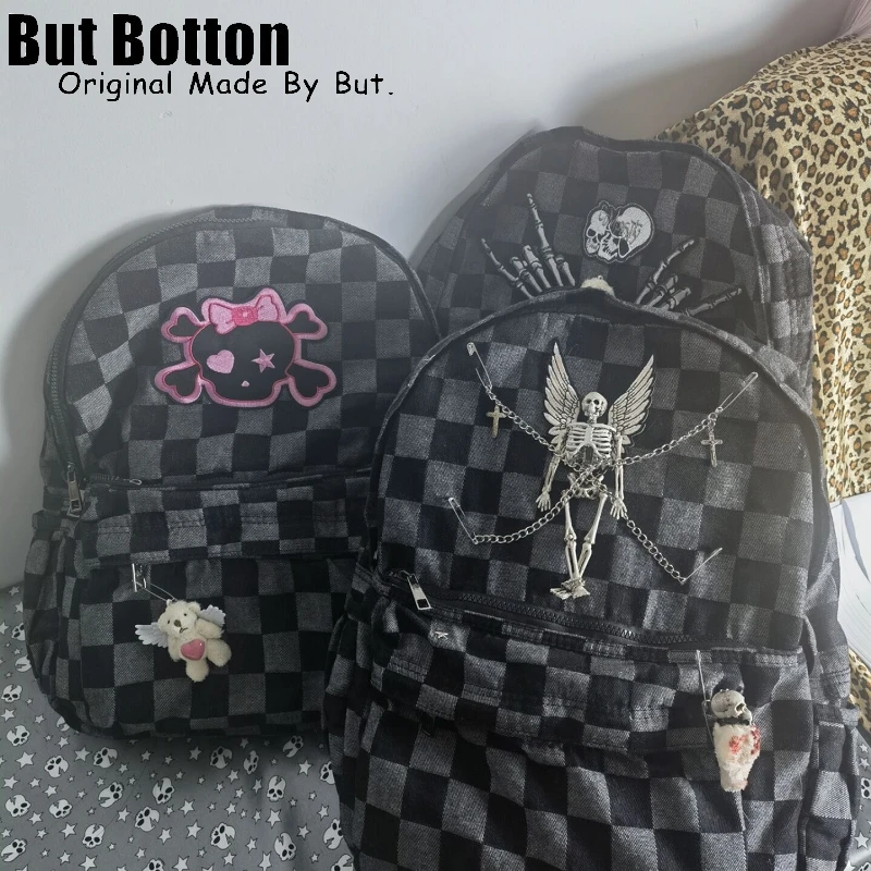 Men Women Streetwear Backpack large capacity Skull homestay y2k ...