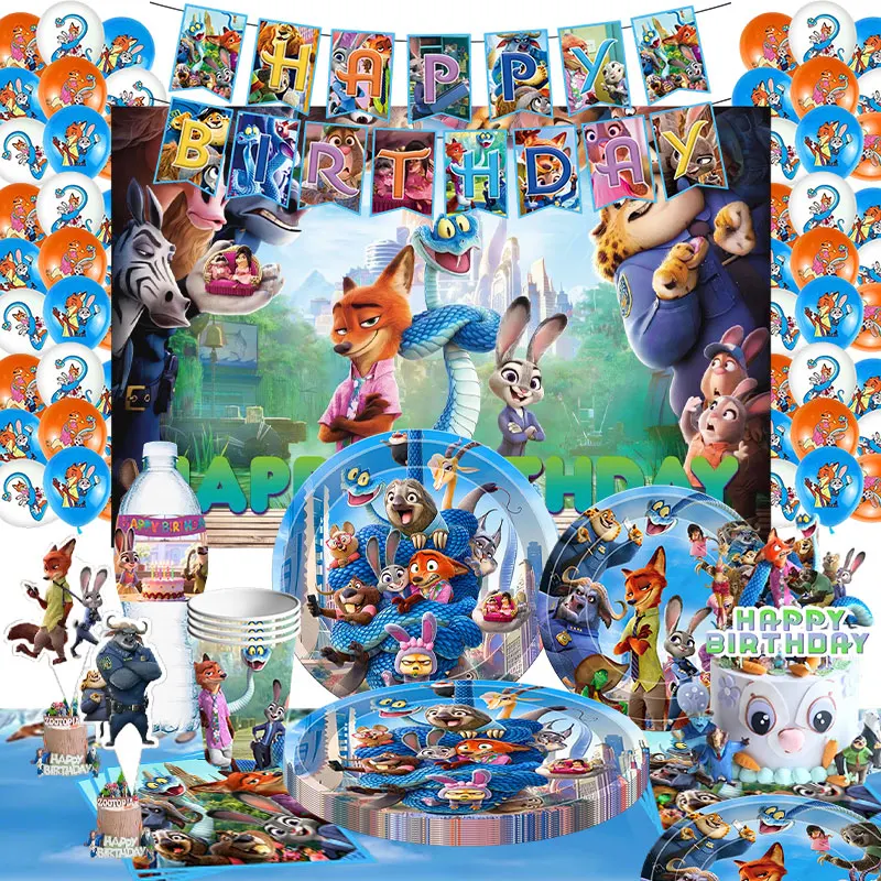 Zootopia Birthday Party Decorations Cake Topper Cups Plates Napkin ...