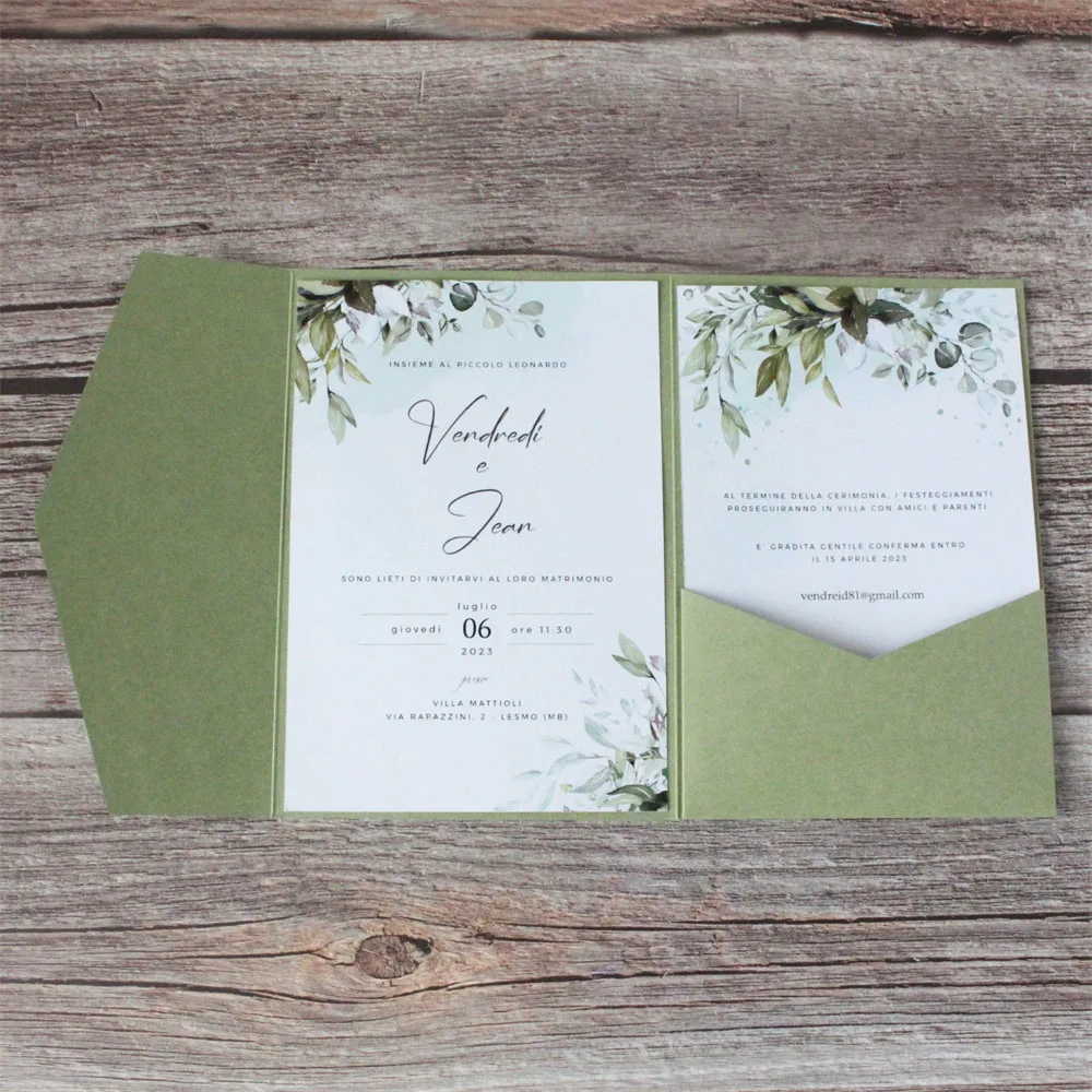 Olive green Invitation Card For Wedding Bridal Shower Party Customized ...