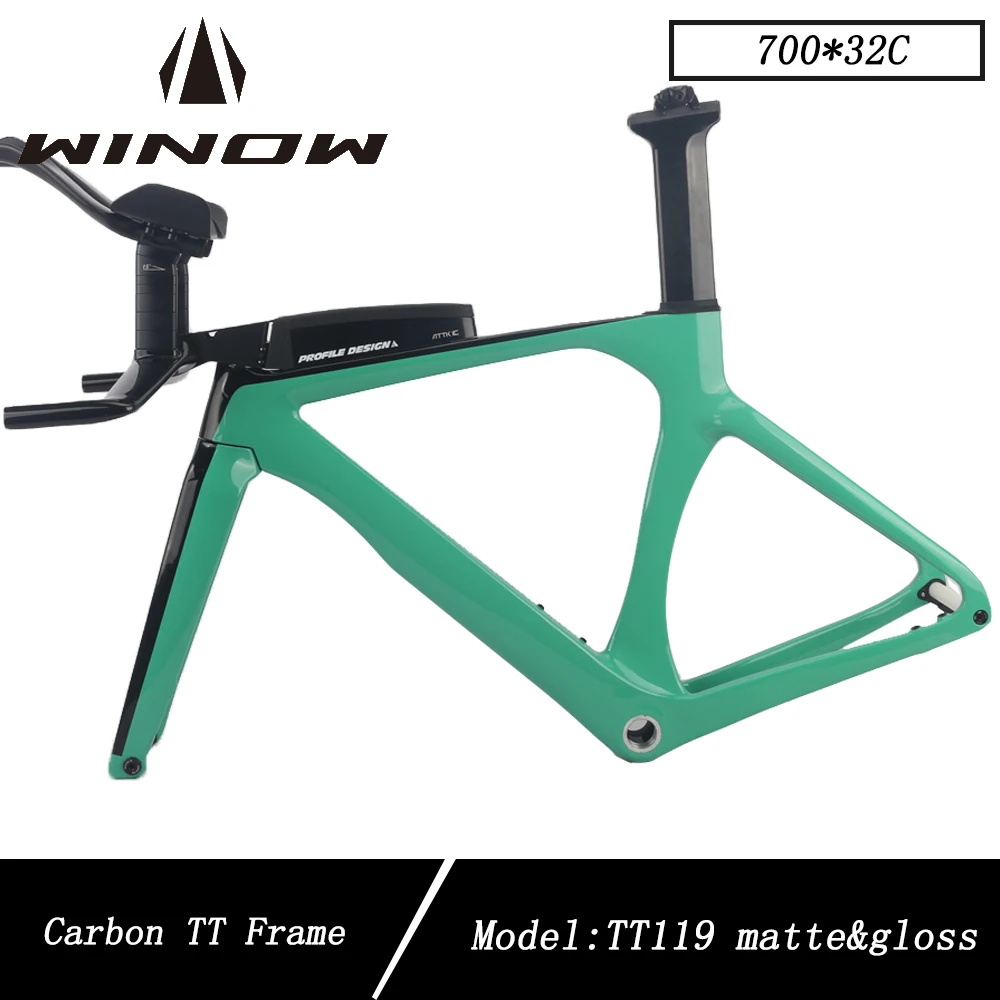 Winow Carbon TT bike Frame Green Gloss 700*32C Disc Brake Time Trial ...