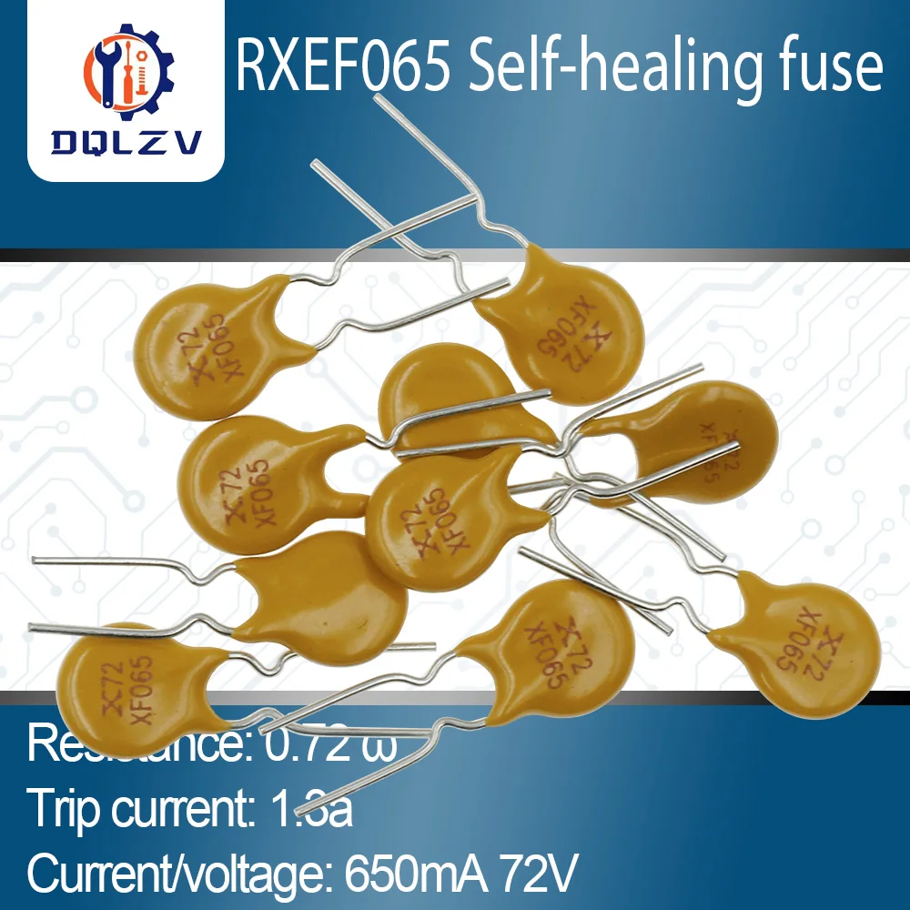 PPTC resettable الصمامات RXEF065 XF065 الملعب 5 مللي متر 72V 0.65A 650MA