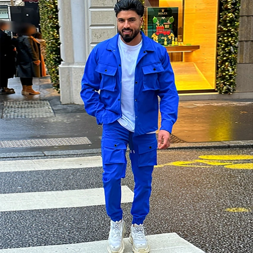 Men-s-Jacket-Cargo-Pants-Set-with-Pocket-Button-Spring-Autumn-Tracksuit ...