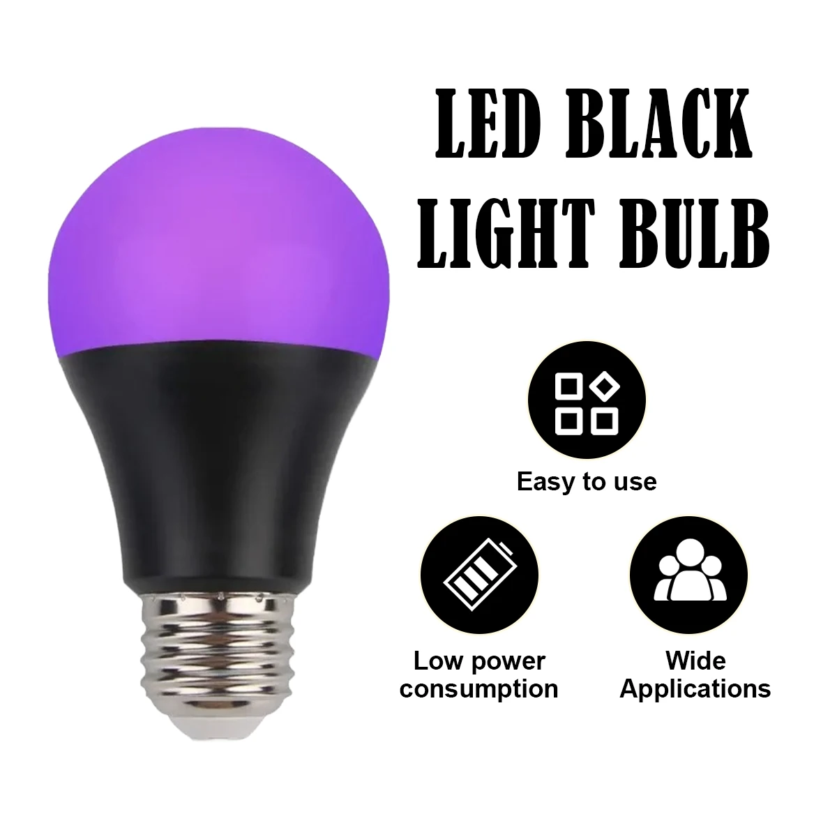 2 paquete E27 led bombilla negra A19 12W UV luz negra UVA 385-400nm ...