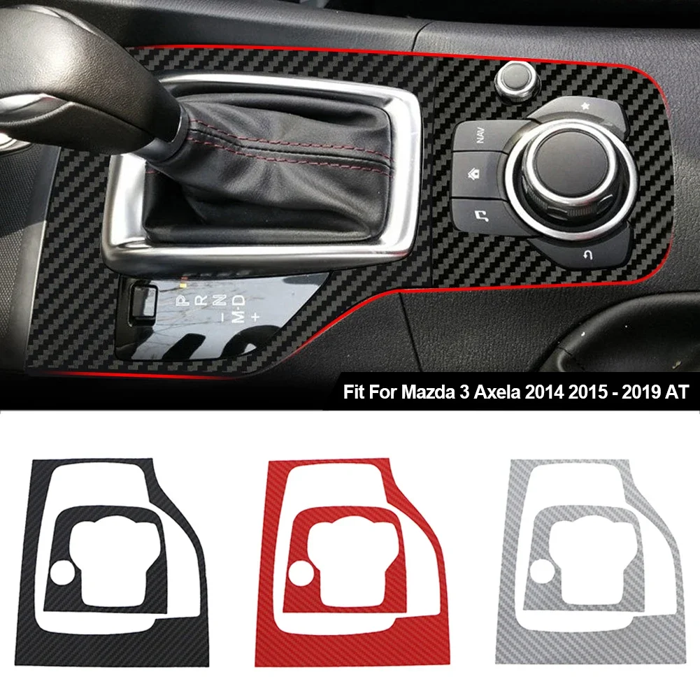 Carbon Fiber Car Interior Gear Head Shift Knob Panel Cover Trim Sticker ...
