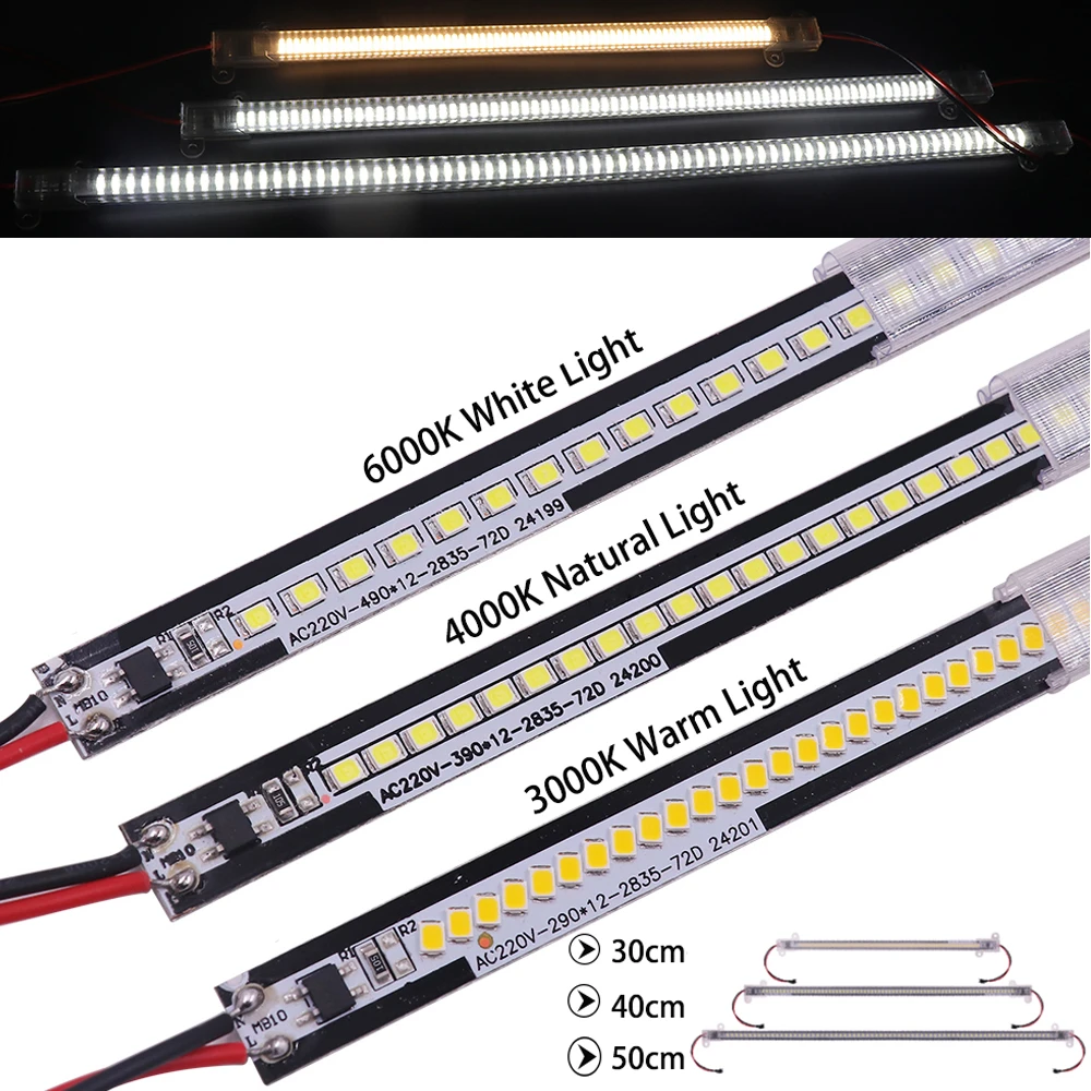 220v Led Bar Lights Super Bright 72leds 2835 Led Rigid Strip 30/40/50cm ...