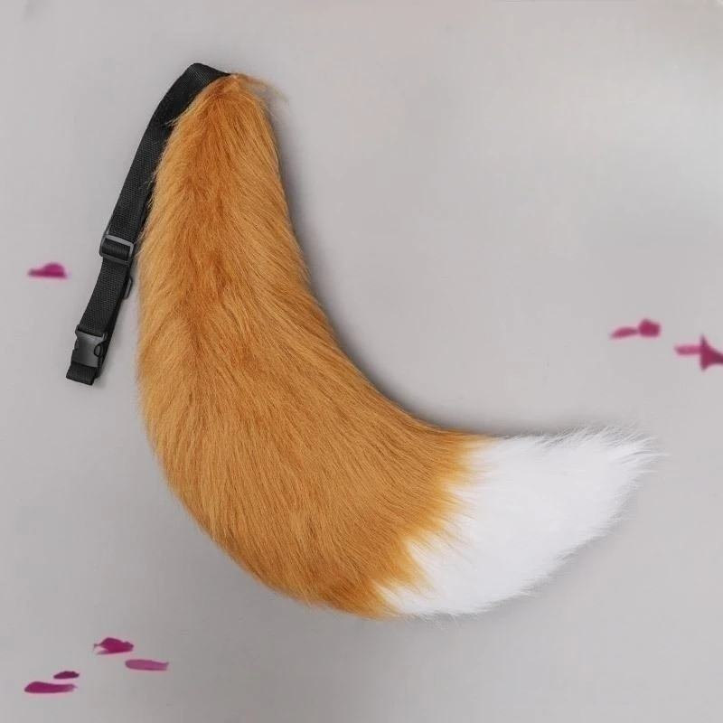 70CM-Long-Fox-Wolf-Tail-with-Adjustable-Belt-Furry-Forest-Masquerade ...