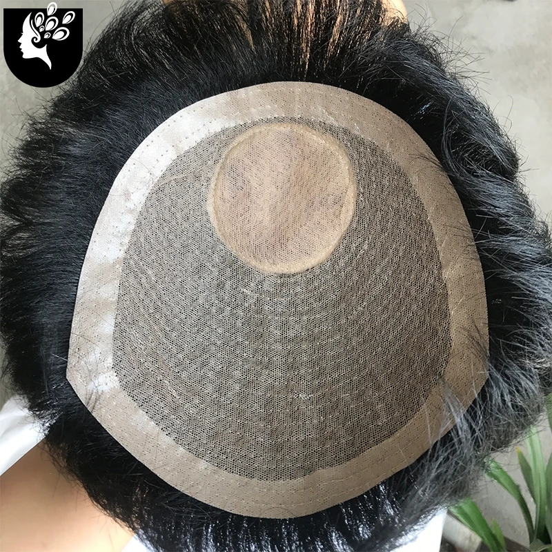 Accessoires coiffure,Perruque synthétique noire naturelle pour homme ...