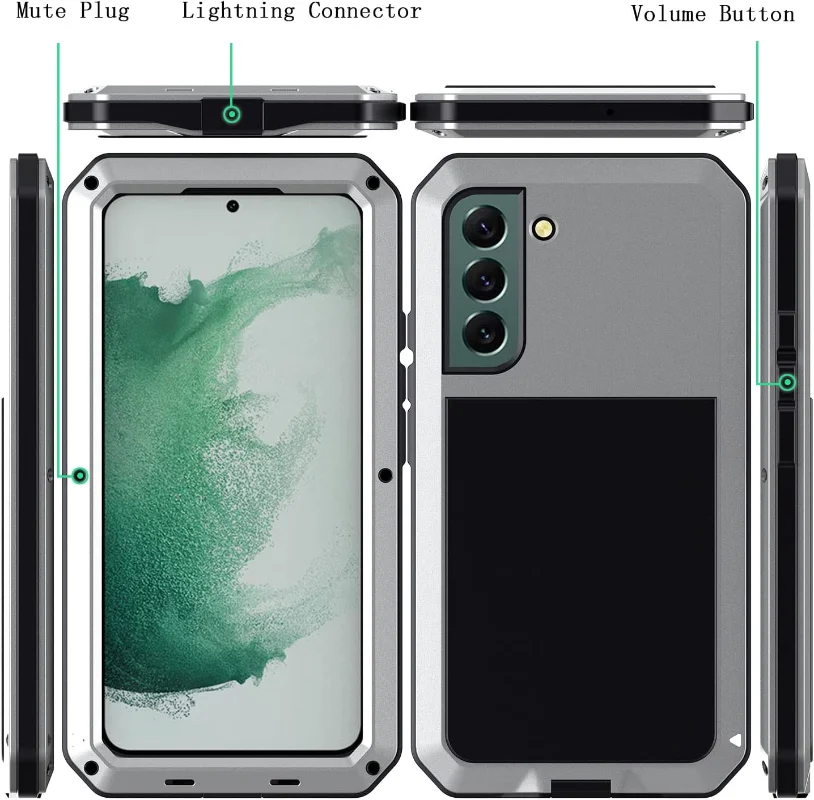 Tough-Armour-Metal-Case-with-Silicone-Built-in-Screen-For-Samsung-S22 ...