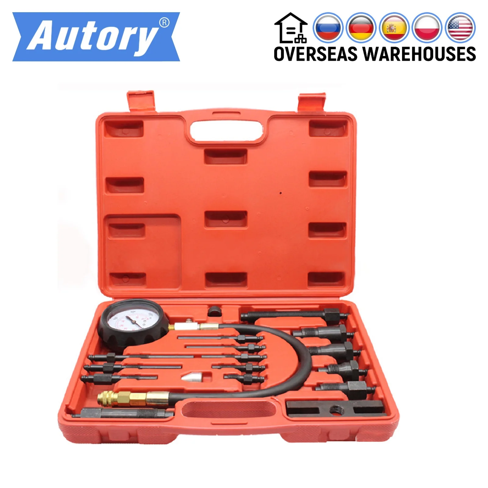 TU-15B-17PCS-Diesel-Engine-Cylinder-Compression-Presssure-Test-Meter ...