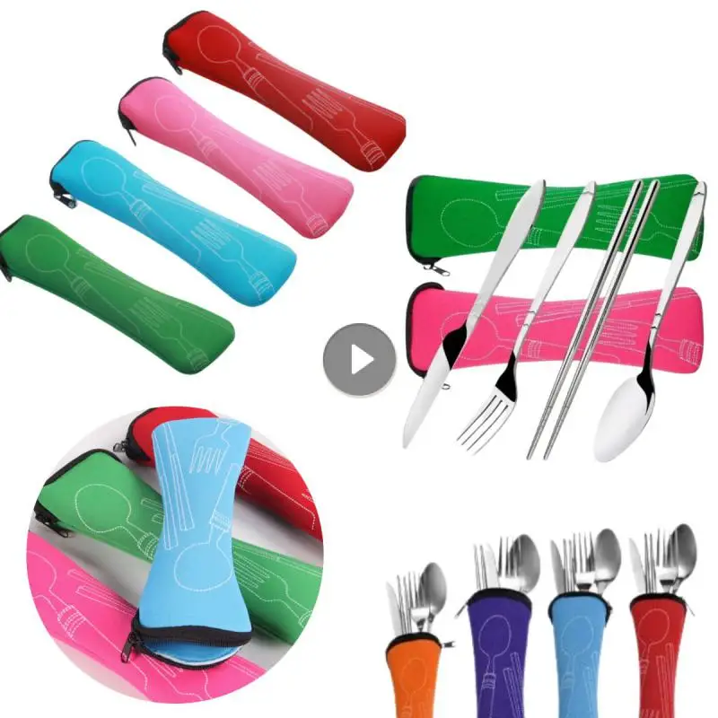 Tableware Bag Washable With Zipper Travel Cutlery Kit Case Portable ...