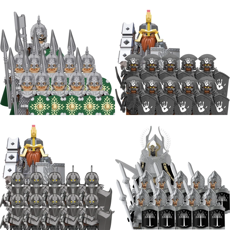 Medieval-Elf-Rohan-soldiers-Guard-Army-lotr-Action-Figures-Mini-Bricks ...