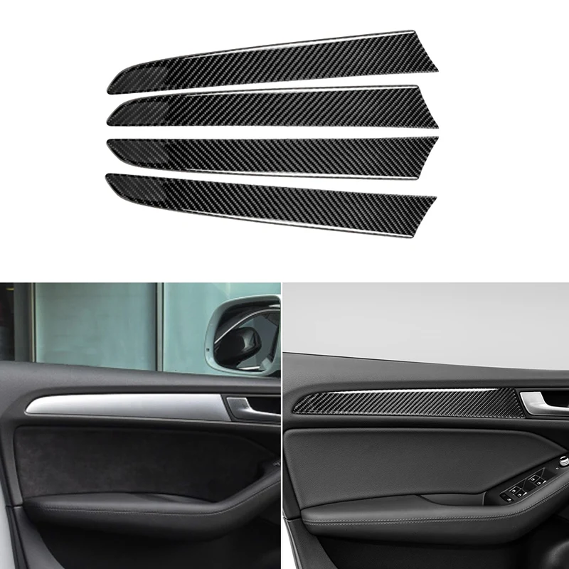 4pcs Real Carbon Fiber Interior Window Door Panel Trim Cover Sticker ...
