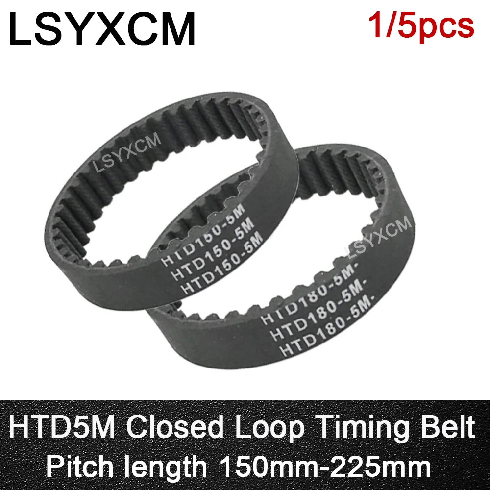 HTD 5M Timing Belt 180/200/205/210/220mm Length 10/12/15/20/25mm Width ...