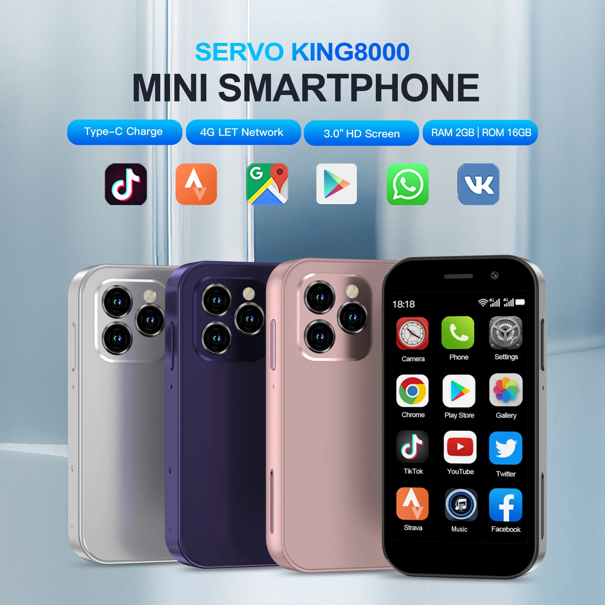 SERVO-KING8000-Mini-tel-fono-inteligente-4G-LTE-sistema-Android-2GB ...