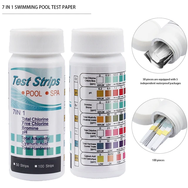 50/100Db 3/5/6/7 1 Többcélú Klór Ph -Tesztcsíkban Gyógyfürdő -Medence ...